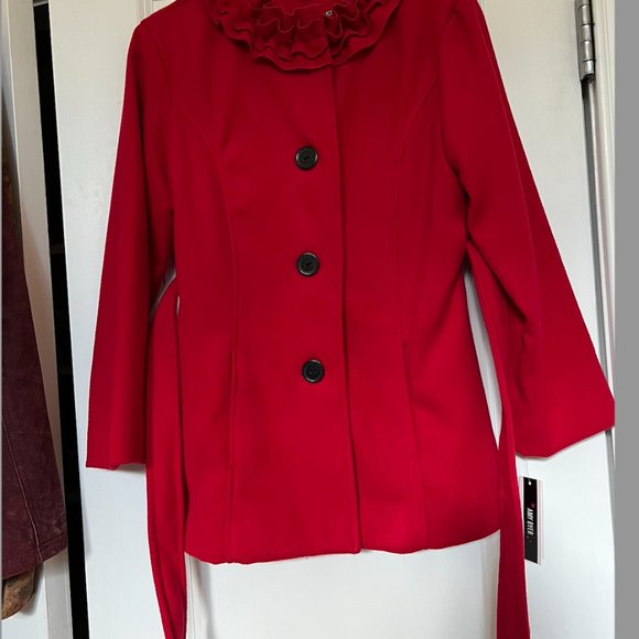Amy Byer | Jackets & Coats | Red Ruffled Collar Jacket With Removable ...